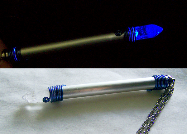 Water Element Light Up Blue Quartz Crystal Wand Pendant – My Mystic Gems