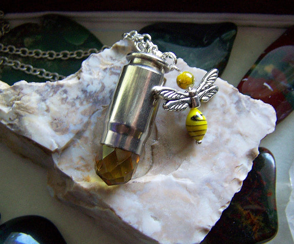 Gold Quartz Crystal Bee Bullet Jewelry Pendant – My Mystic Gems