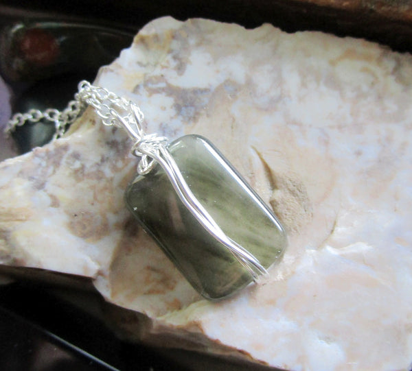 Natural Green Chlorite Quartz Polished Gemstone Pendant Necklace – My ...