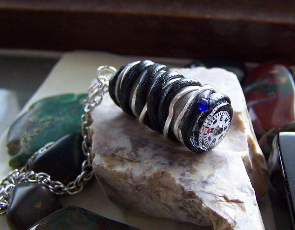 Leather Wrapped Silver Bullet Compass Pendant Necklace – My Mystic Gems