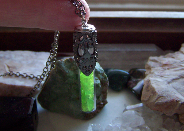 Neon Green Kryptonite Crystals Silver Bullet Pendant – My Mystic Gems
