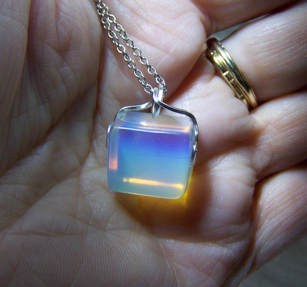 Opalite Iridescent Crystal Cube Pendant – My Mystic Gems