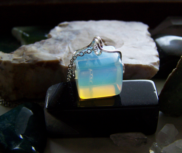 Opalite Iridescent Crystal Cube Pendant – My Mystic Gems
