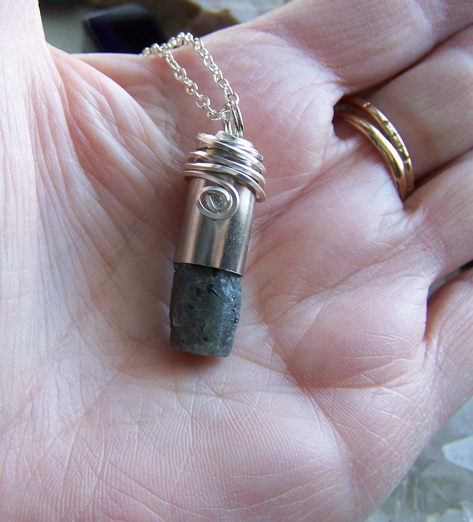 Natural Raw Sapphire Wire Wrapped Silver Bullet Pendant – My Mystic Gems